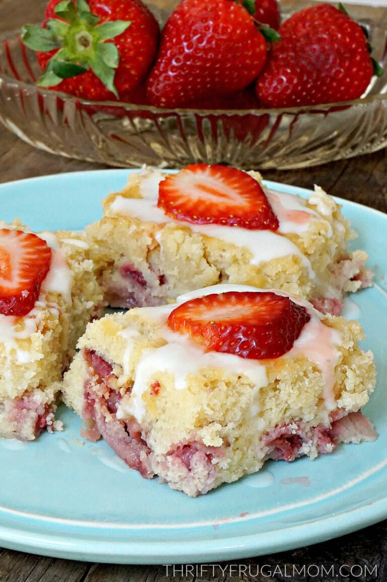 Fresh Strawberry Yogurt Cake recipe- Thrifty Frugal Mom
